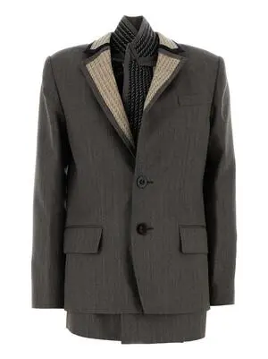 Sacai SACAI Embroidered Wool Blazer With Cupro Lining Stripped