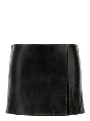 MIU MIU Miu Miu Leather Mini Skirt With Slit