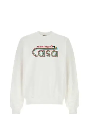 Casablanca Organic Cotton Crewneck Sweatshirt With Embroidered Logo - White