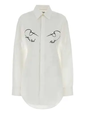 JEAN PAUL GAULTIER Stretch Poplin Shirt With Embroidered Detail - White