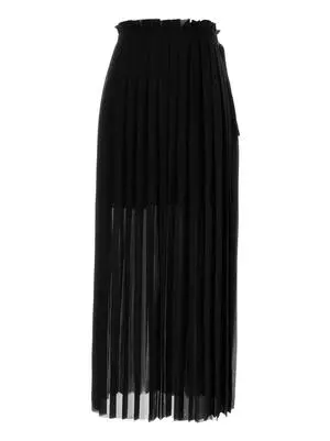 AMI Paris Pleated Polyester Maxi Skirt - Black