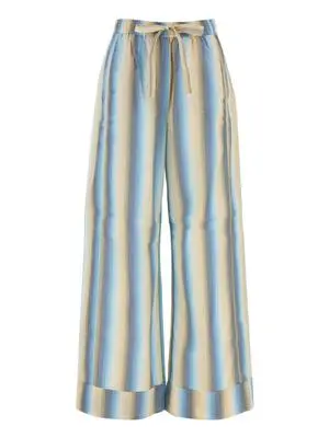 GANNI Embroidered Cotton Pajama Pants Stripped