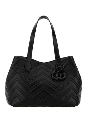Gucci Leather Shopping Handbag With 31 Cm Width, 20 Cm Height, 17 Cm Depth & 20 Cm Handle - Black