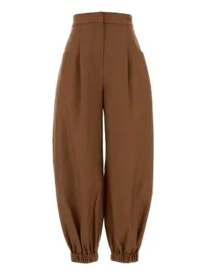 Fendi Linen-blend Wide-leg Trousers - Red
