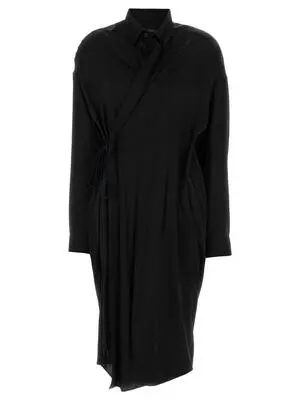 Balenciaga Satin Shirt Dress - Black