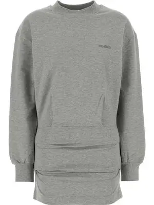 Attico Stretch Cotton Sweatshirt Mini Dress - Grey
