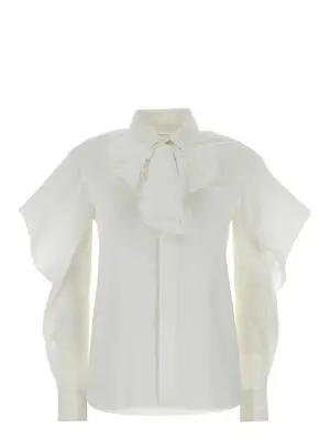 Sacai Poplin Shirt With Bow Detail - White
