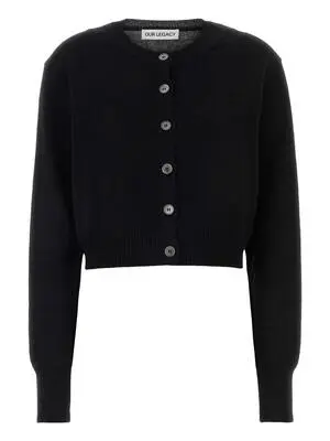 Our Legacy Linen-blend Cardigan With Merino Wool And Cotton - Black