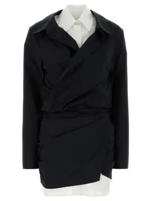 Attico Stretch Poplin Mini Dress - Black