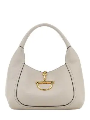 Gucci GUCCI Leather Shoulder Handbag With Gold Tone Hardware Grey