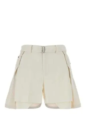 SACAI SACAI Layered Polyester And Wool Blend Mini Shorts With Belted Waist