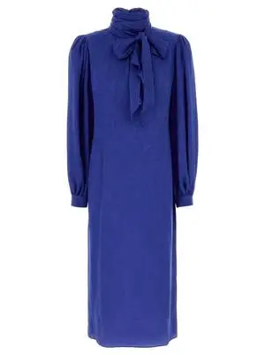 Gucci Silk Dress With Tie Neck - Blue
