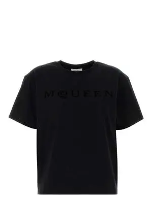 Alexander McQueen Cotton T-shirt With Logo - Black