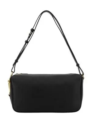 Gucci GUCCI Half Horsebit Medium Leather Shoulder Handbag Black