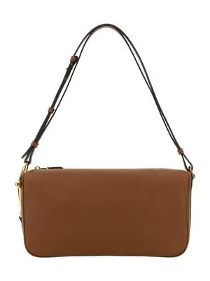 Gucci GUCCI Half Horsebit Leather Shoulder Handbag Camel
