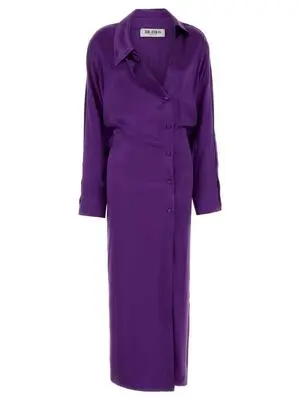 Attico Satin Shirt Dress - Purple