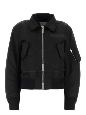 Sacai Sleek Nylon Bomber Jacket - Black