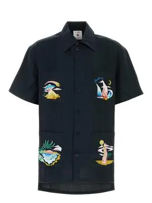 Casablanca Viscose-linen Blend Shirt - Blue