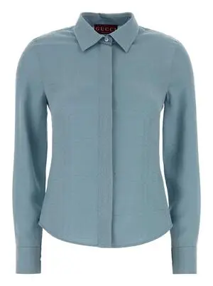 Gucci Silk Button-front Shirt - Light Blue