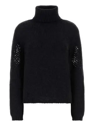 Our Legacy Merino Wool Turtleneck Sweater With Pointelle Detail - Grey