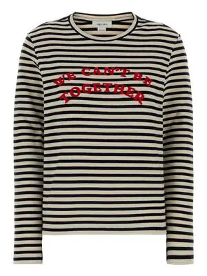 Alexander McQueen Alexander McQueen Embroidered Striped Cotton T-Shirt Stripped