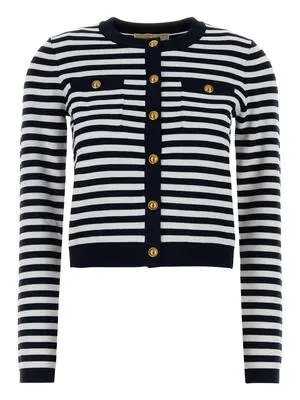 Michael Kors Embroidered Stretch Viscose-blend Cardigan - Stripped