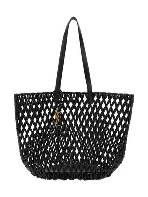 Saint Laurent Beaded Shopping Handbag - Black
