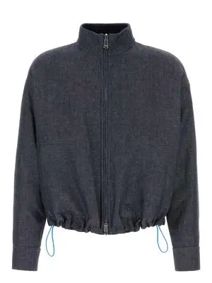 Fendi Reversible Denim Jacket With Drawstring Hem - Blue