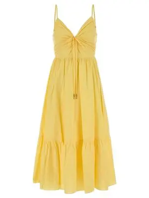 Michael Kors Cotton Tiered Midi Dress - Yellow