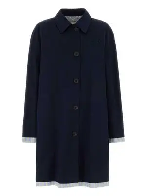 Miu Miu Cotton Poplin Trench Overcoat - Blue