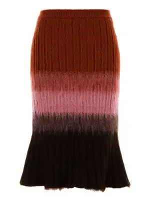 Fendi Mohair-blend Ribbed Midi Skirt - Multicoloured