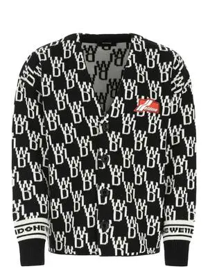 We11Done Monogrammed Wool-cashmere Blend Cardigan - Black