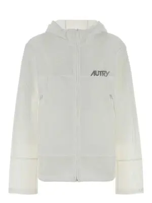 AUTRY Nylon Zip Up Hooded Windbreaker Jacket - White