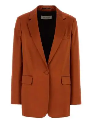 Dries Van Noten Satin Blazer With Button Front And Viscose Lining - Orange