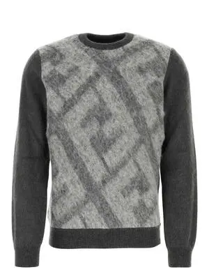 Fendi Embroidered Wool Blend Crew Neck Sweater - Printed