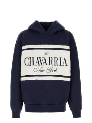 WILLY CHAVARRIA Oversized Striped Cotton Sweatshirt - Blue