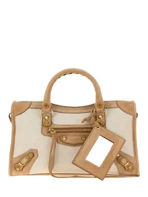 Balenciaga Balenciaga Mini Le City Canvas And Suede Handbag Multicoloured
