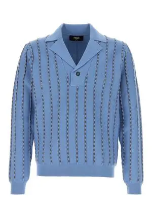 Fendi S Fitted Cotton Polo Shirt - Light Blue