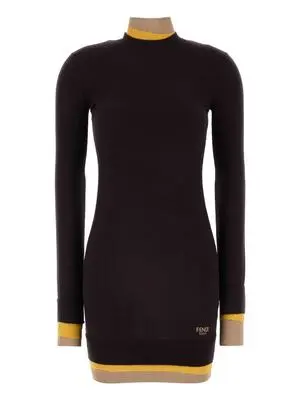 Fendi Fendi Wool-Blend Knit Dress Purple