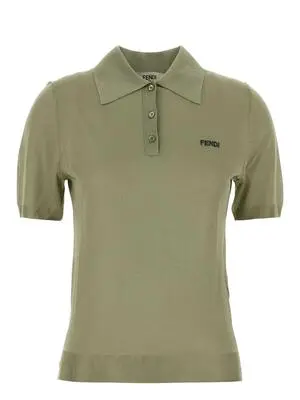 Fendi Stretch Viscose Blend Polo Shirt - Green