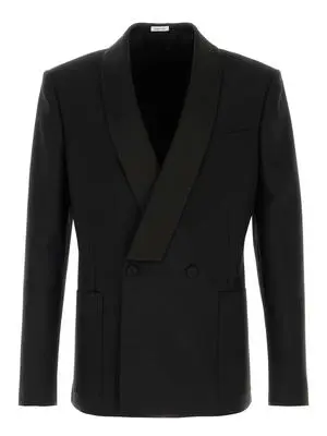 Alexander McQueen Wool-mohair Blend Blazer With Cupro Lining - Black