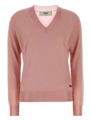 Fendi Stretch Viscose V-neck Sweater - Pink
