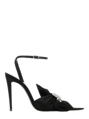 SAINT LAURENT SAINT LAURENT Crepe Dove Pumps With Embellished Bow