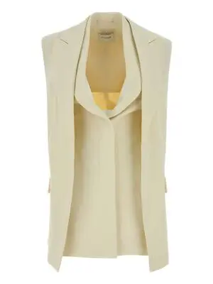 Sportmax Cream Stretch Crepe Campale Vest - Yellow