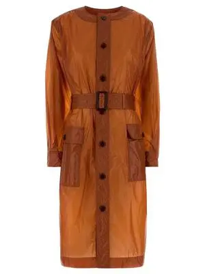 Saint Laurent Belted Nylon Dress - Orange