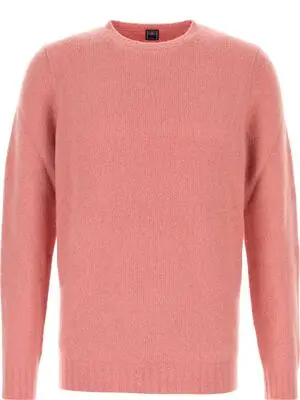Fedeli Stretch Wool Blend Crew Neck Sweater - Pink