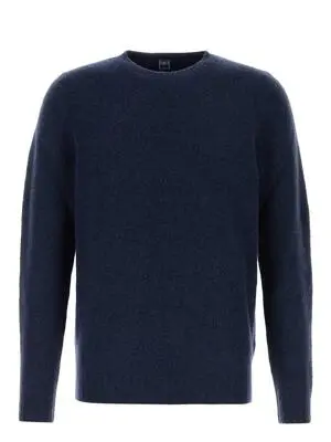 Fedeli FEDELI Stretch Wool Blend Crew Neck Sweater Blue