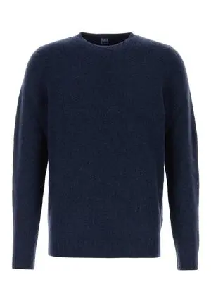 Fedeli Stretch Wool Blend Crew Neck Sweater - Blue
