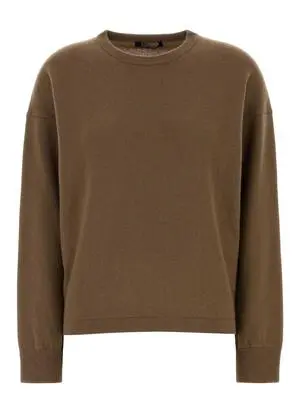 S MAXMARA Wool-cashmere Blend Crew Neck Sweater - Brown