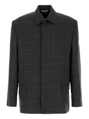 Balenciaga Embroidered Wool Blazer - Checked